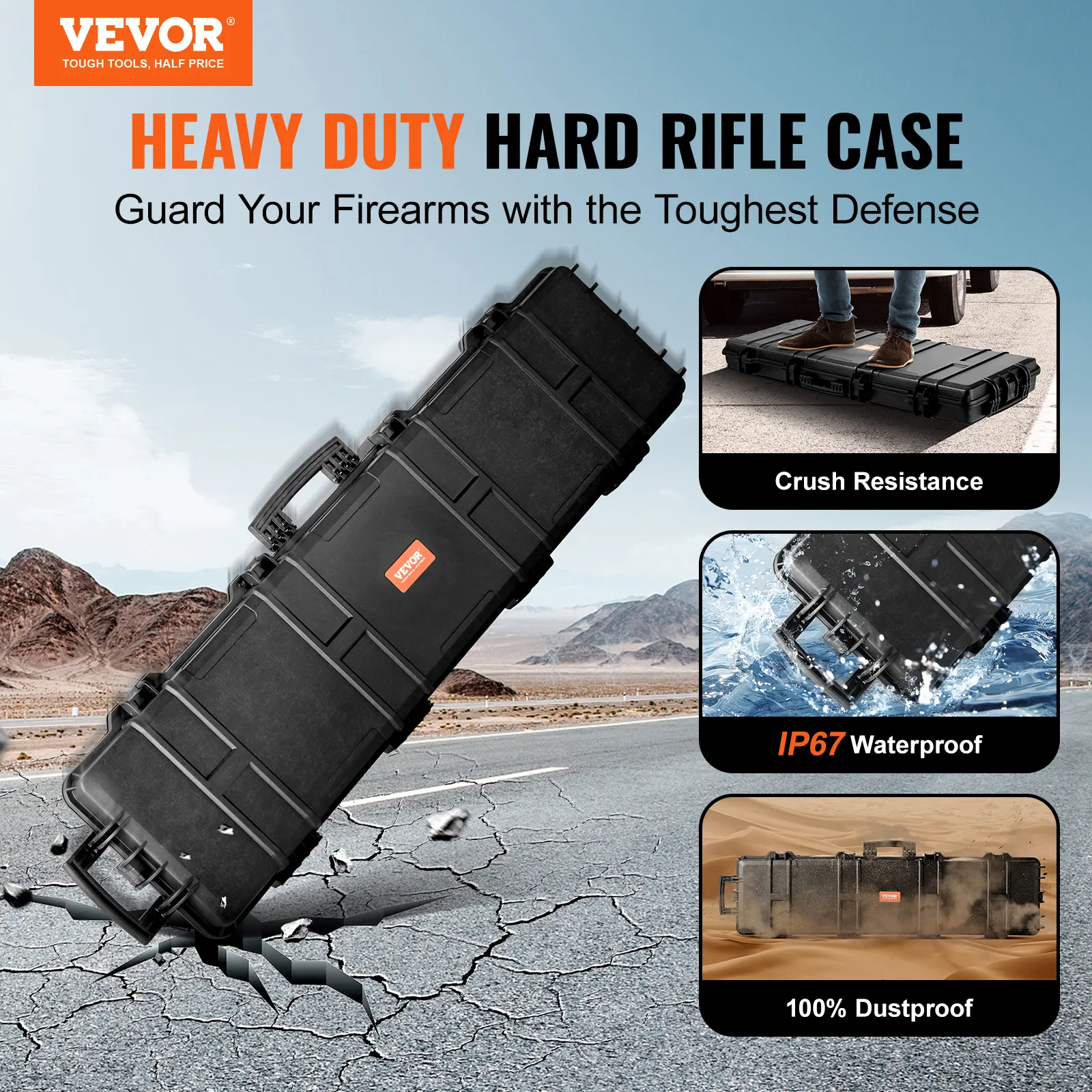 DHgate.com:VEVOR Portable Rifle Hard Case, Waterproof & Shockproof Gun ...