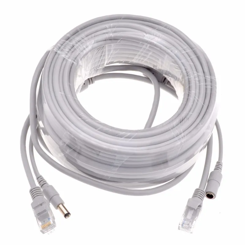 DHgate.com:5M/10M/15M/20M/30M Ethernet Cable CAT5/CAT-5e RJ45 + DC Power Gray Cables for IP ...