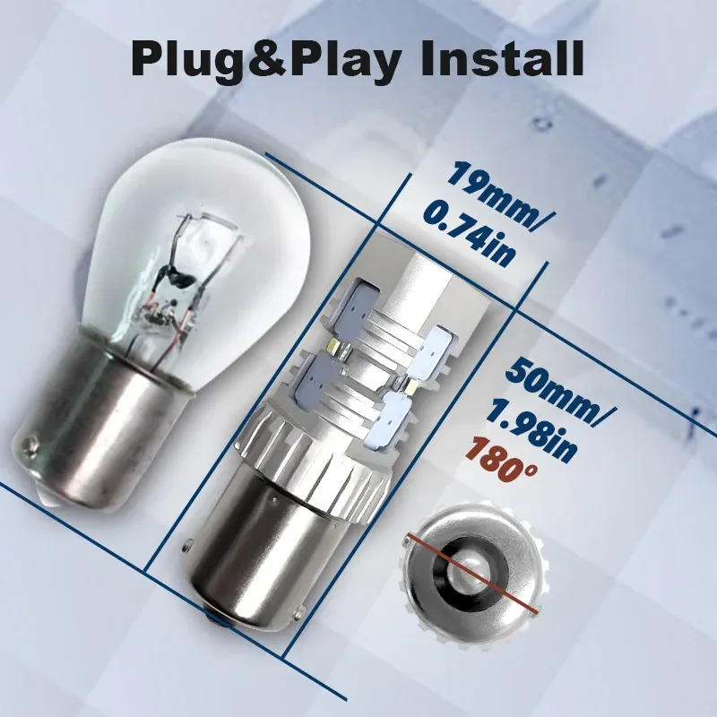 2X P21w LED Bulbs, 1156 BA15S Bright White Car LED Light for Turn ...