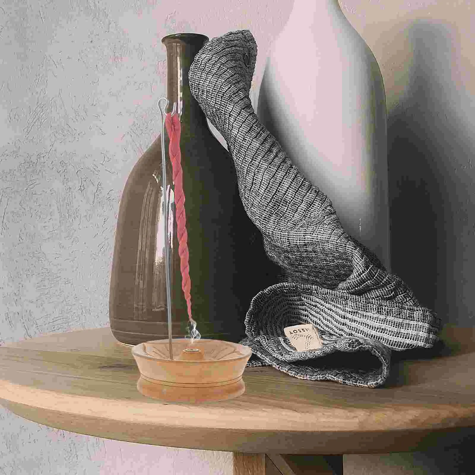 Incense Cone Holder Nepal Rope Incense Burner & Sticks, Wooden Ash ...