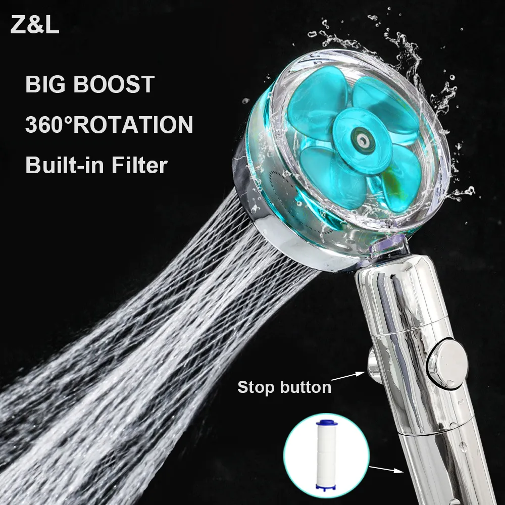 Propeller Shower Head High Pressure Water Saving Turbocharged ...