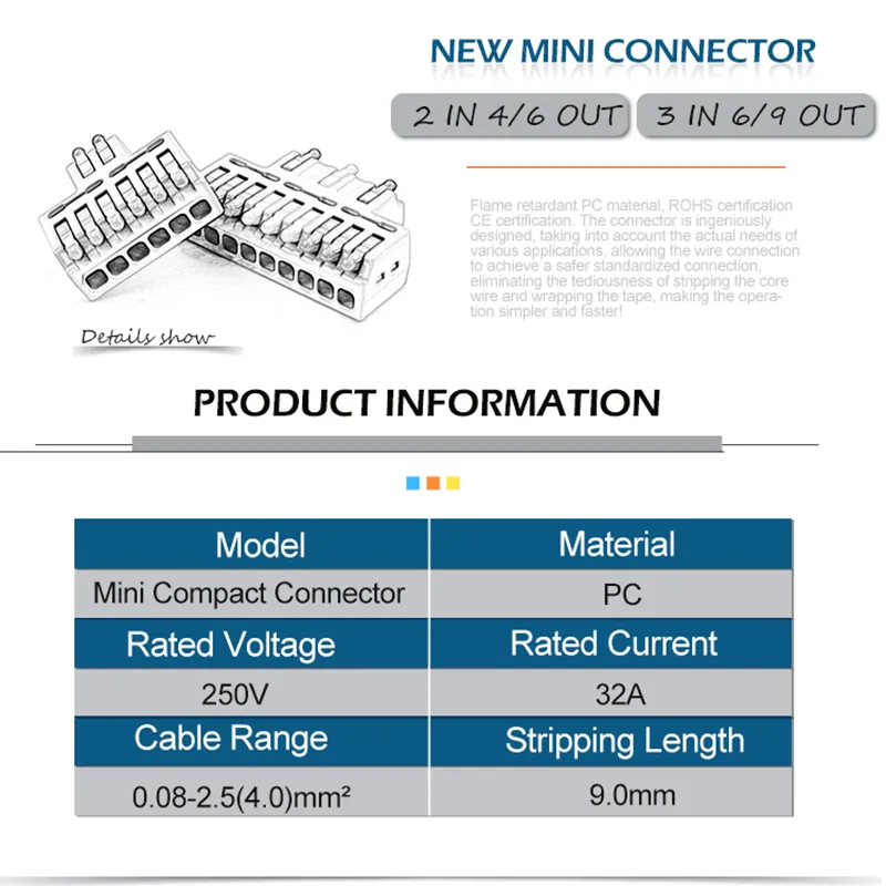 DHgate.com:5-Piece Universal Wire Connector Kit: Compact 2-in-4/6-Out ...