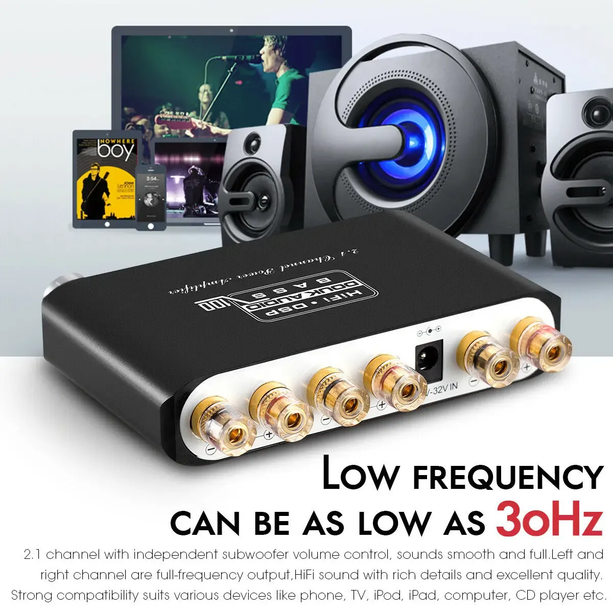 Nobsound Mini HiFi 2.1 Channel Subwoofer DSP Bluetooth 5.0 TPA3116 ...