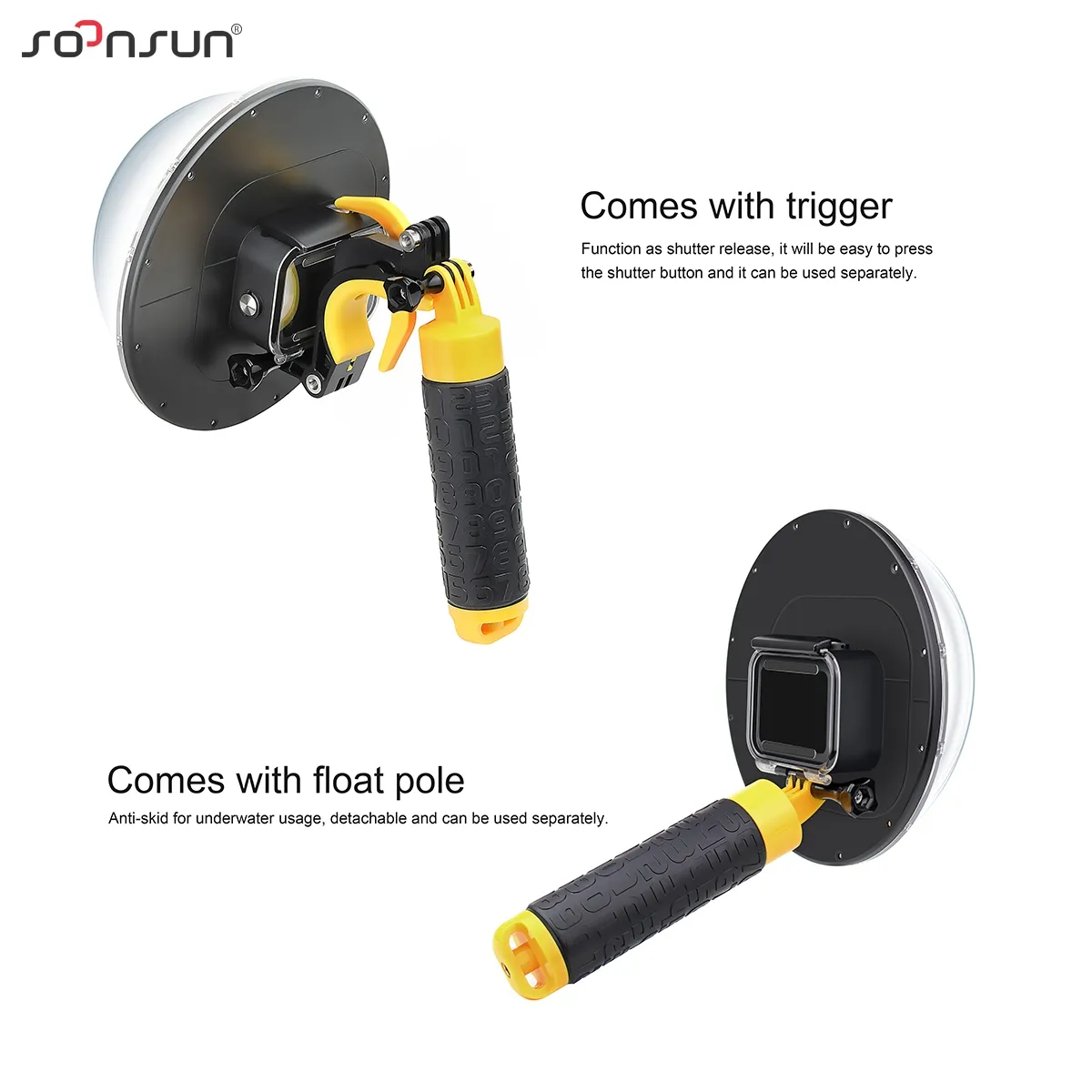 45M Waterproof SOONSUN Dome Port for GoPro Hero 12/11/10/9 with Red ...