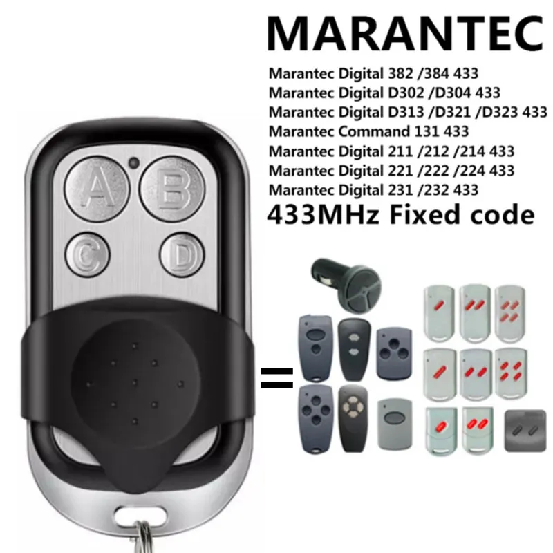 Self-Copy Clone Marantec Digital 302 433MHz Garage Door Remote Control ...