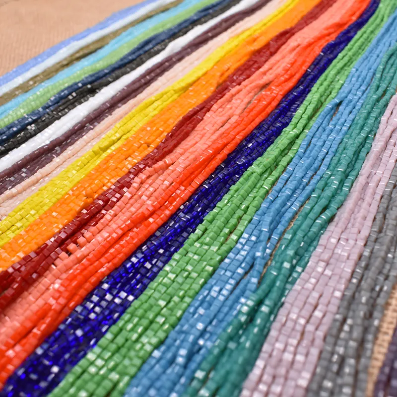 Czech Glass Crystal Beads Cube Charms, 2mm Spacer Square Crystal Beads ...