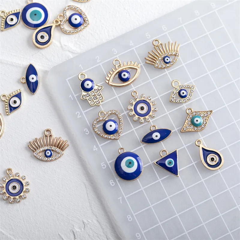 DHgate.com:Blue Eye Hand Rhinestone Charms Pendants DIY Necklace ...