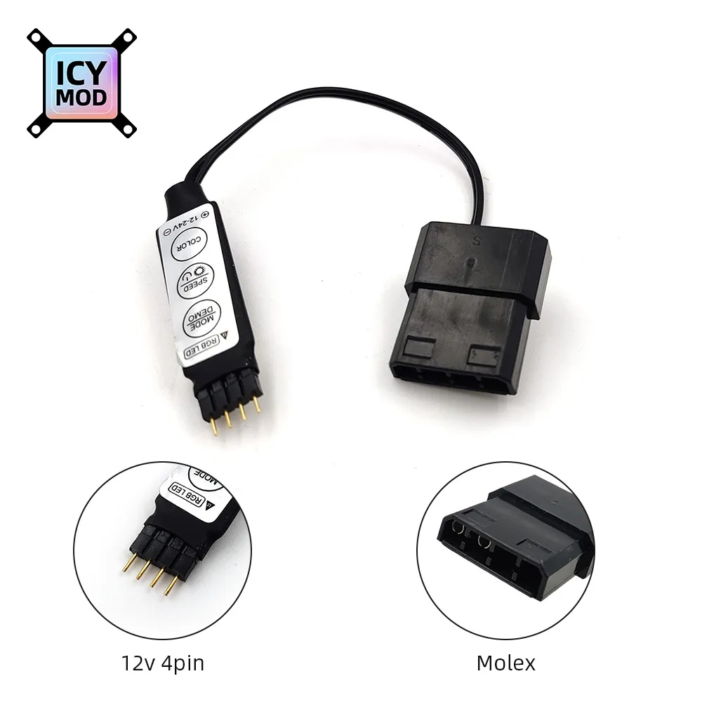 ARGB Manual Controller: 5V 3-Pin to Molex & SATA Power Adapter, 12V 4 ...