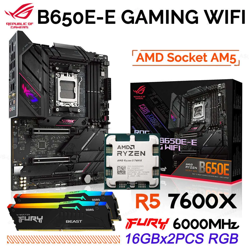 ASUS ROG STRIX B650E E Gaming WiFi Motherboard Combo AMD Ryzen 5 7600X ...