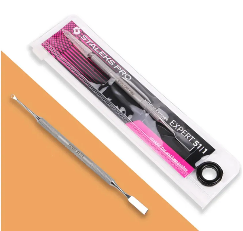 STALEKS Double-Ended Steel Cuticle Pusher with Ring-Shaped Flat Tip and ...