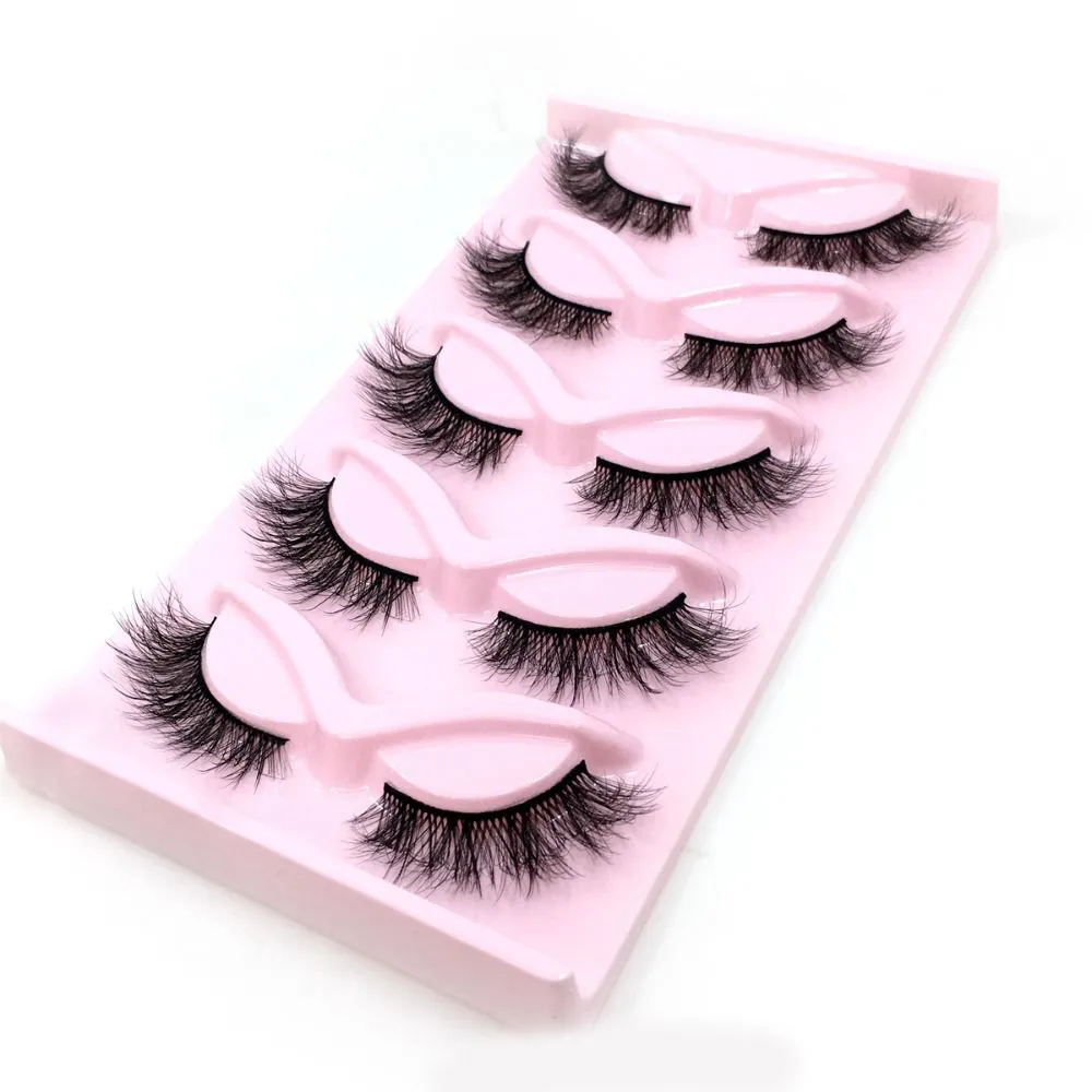 Fluffy Transparent Stem Full Strip False Eyelashes Wispy Volume 3D Mink ...