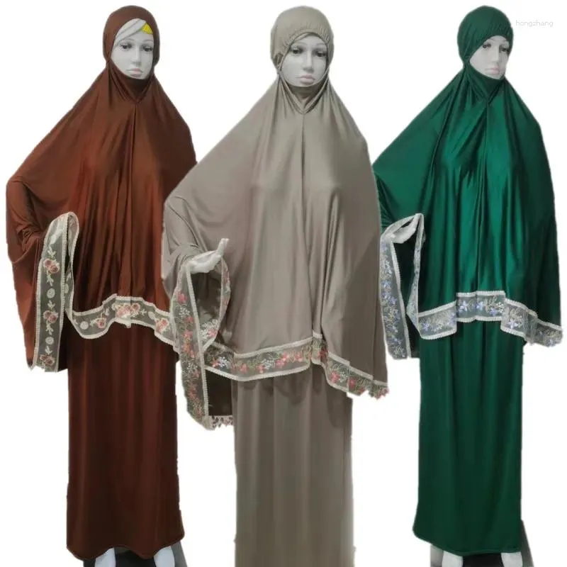 Modest Muslim Women's Ethnic Gown With Dupatta Set With Hooded Hijab ...