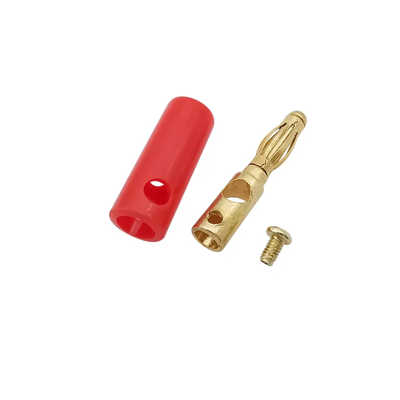 Gold Plated 4mm Screw Banana Plug Audio Speaker Wire Cable Connector ...
