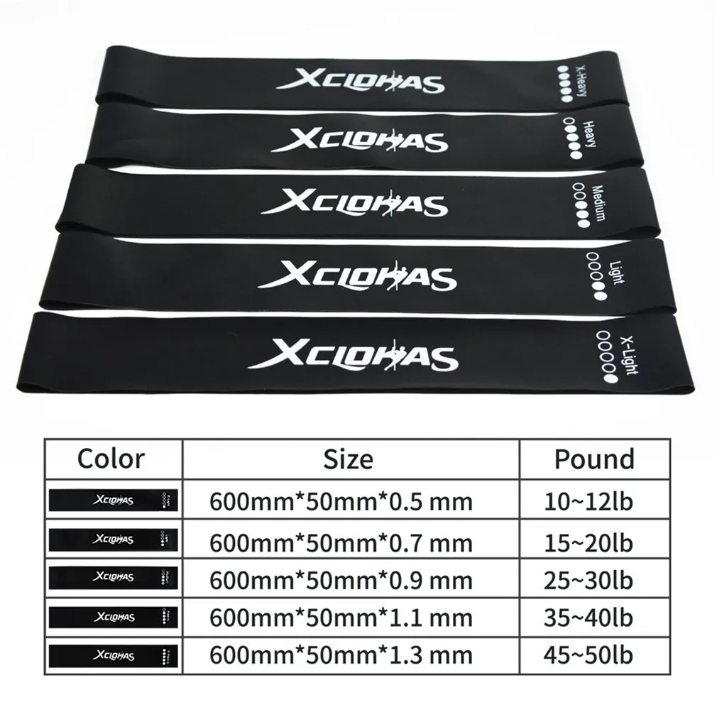 XCLOH 5 Level Resistance Loop Bands 10-50 lb Natural Latex Rubber ...