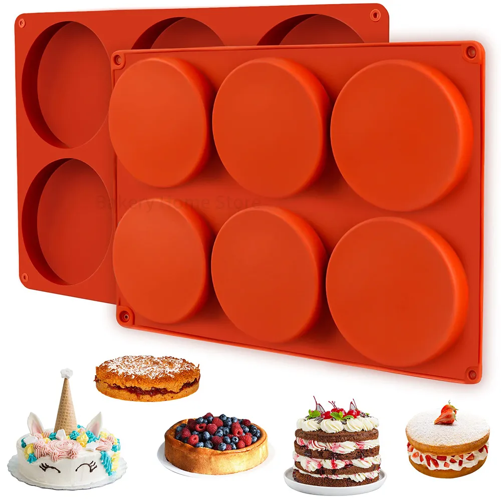 Silicone Cake Mold, 6 Cavity Round Baking Pan, Egg Pan, Chocolate ...