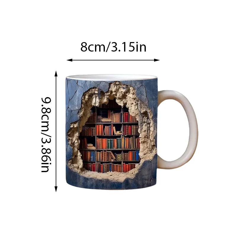 DHgate.com:3D Library Bookshelf Mug, Creative Space Design Book Cup ...