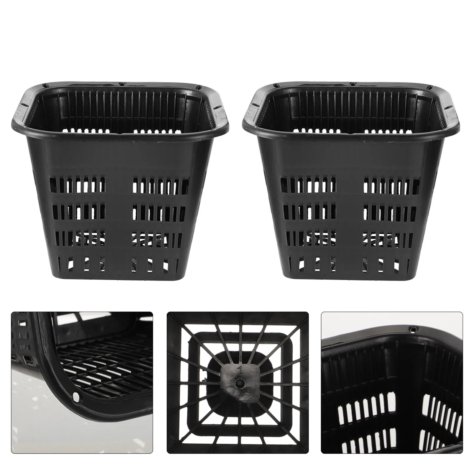 Hydroponic Mesh Pots for Plant Roots - 12 Pack, Black, Plastic ...