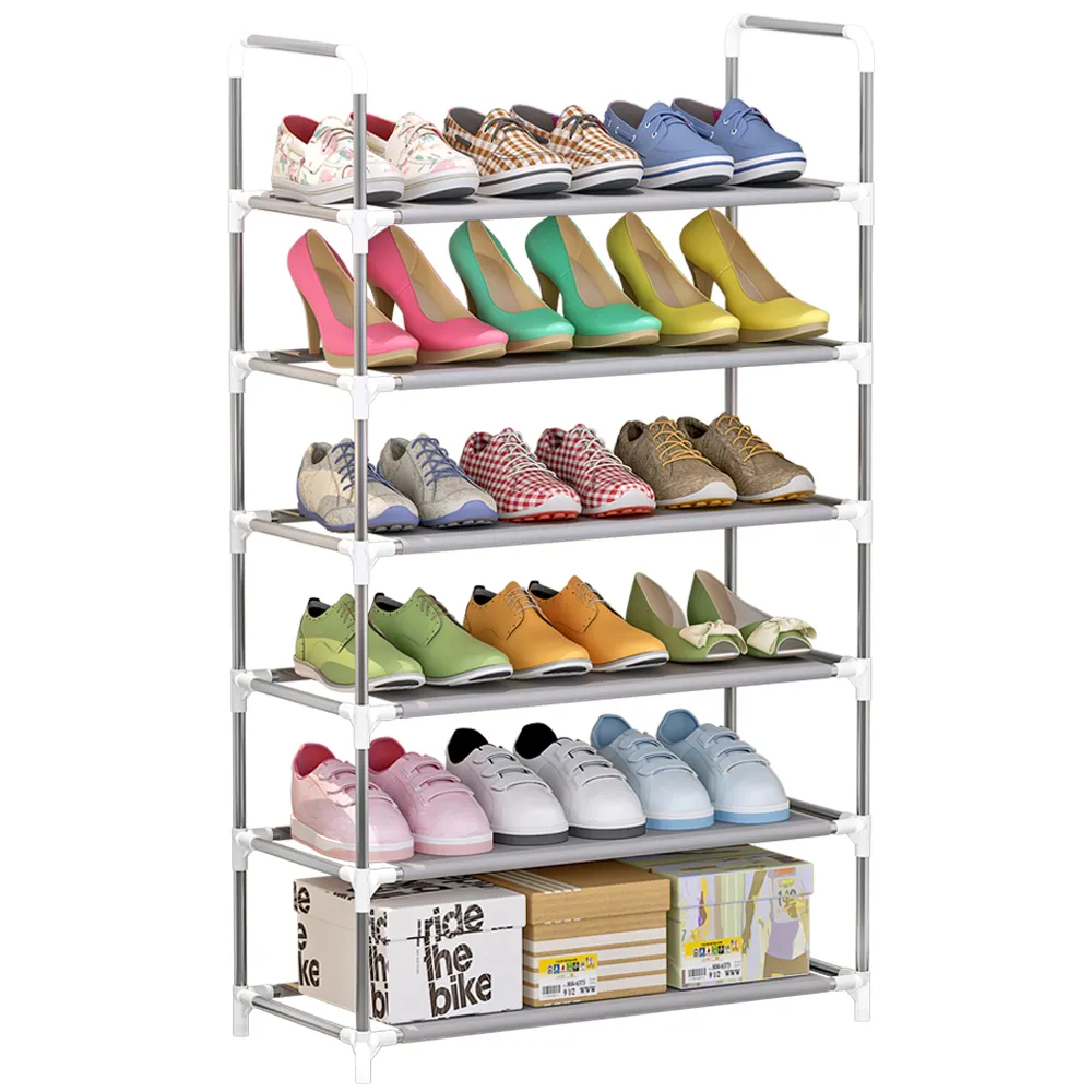 DHgate.com:Grey 6-Tier Shoe Rack, Stackable Shoe Storage Tower with ...