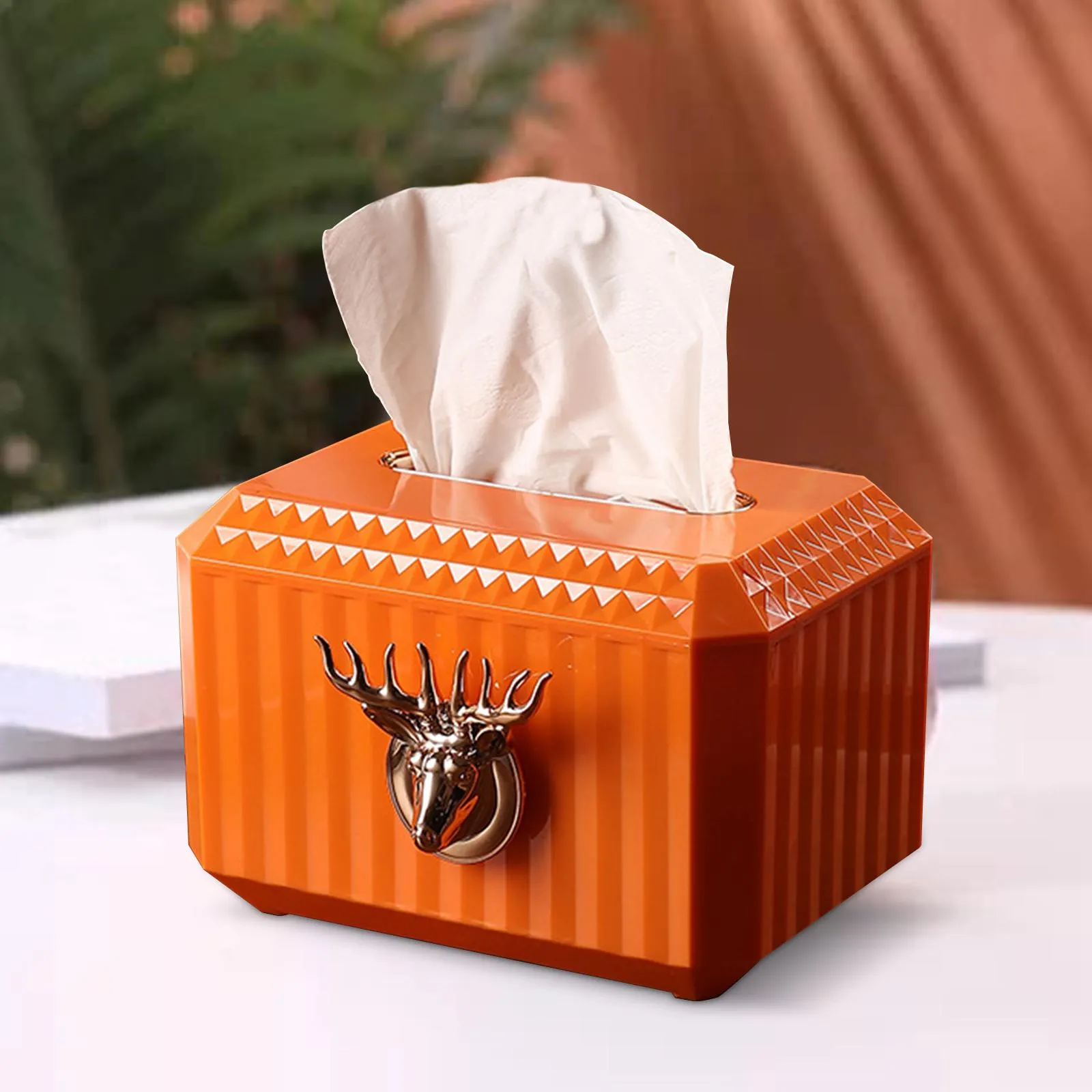 Luxurious Deer Head Rectangular Tissue Box Cover Organizer for Home ...