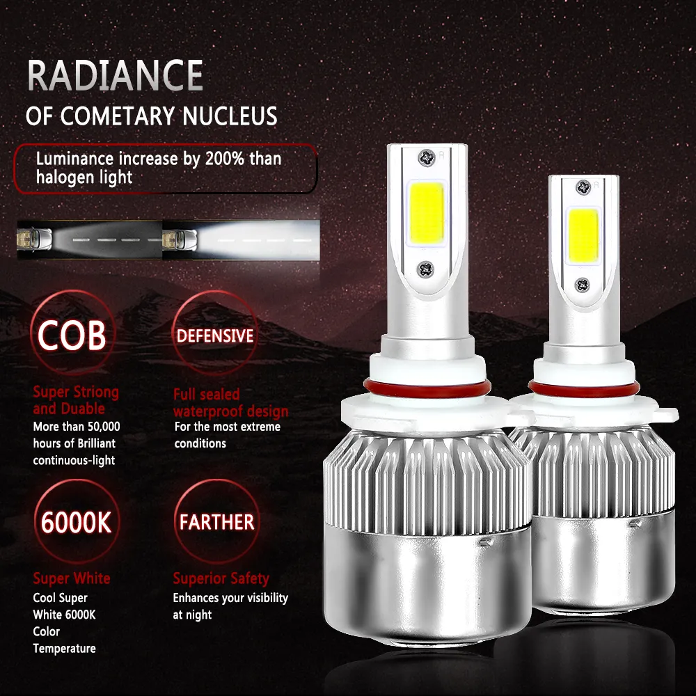 COB LED Car Headlight Bulbs 6000K 70W 8000LM 12V 24V for H1 H3 H4 H7 ...