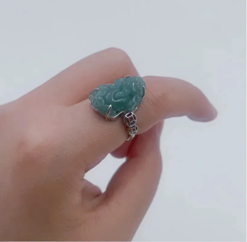 Customizable Burmese Emerald Jade Blue Water Pixiu Jade Drop Earrings ...