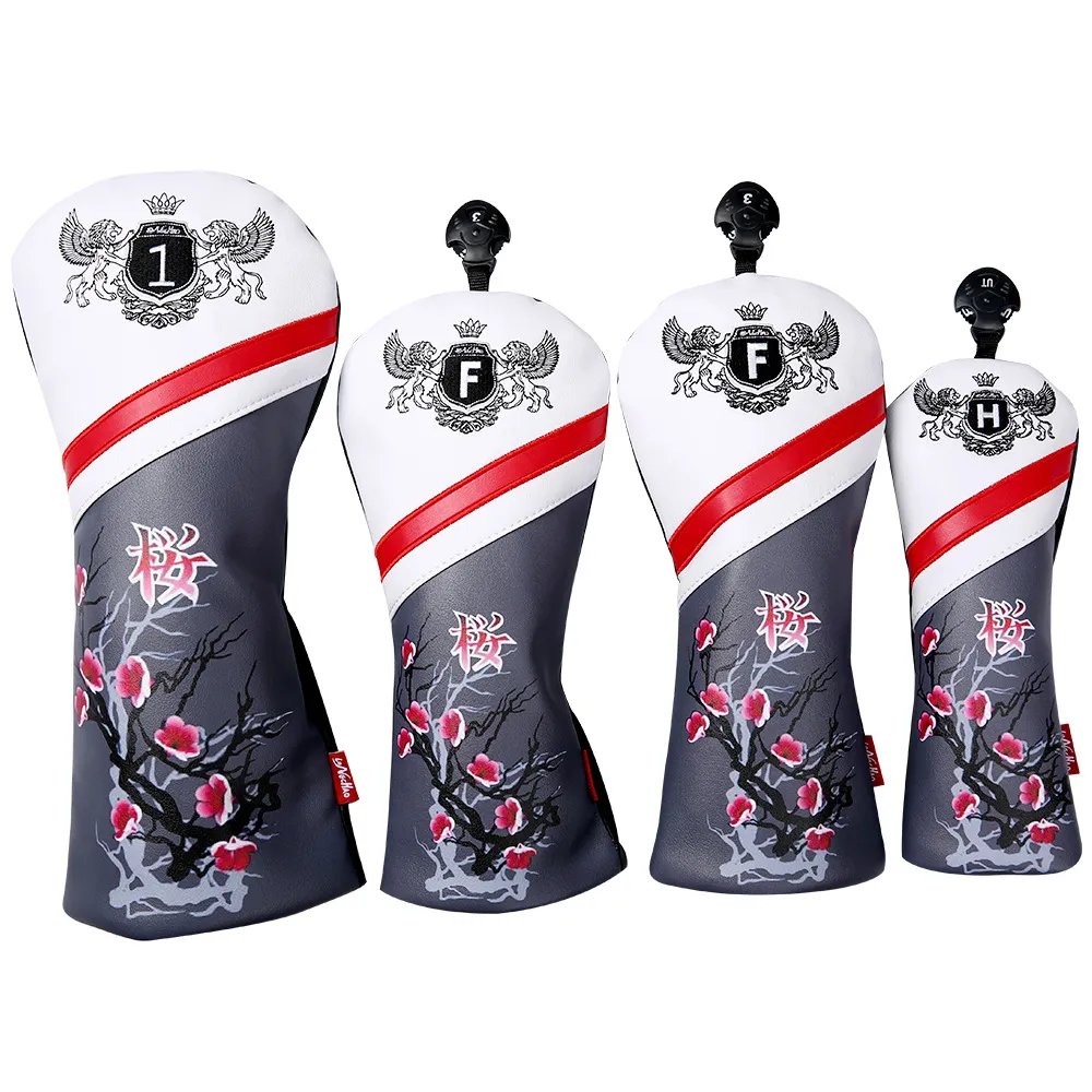 DHgate.com:4 Pack PU Leather Floral Embroidered Golf Club Head Covers ...
