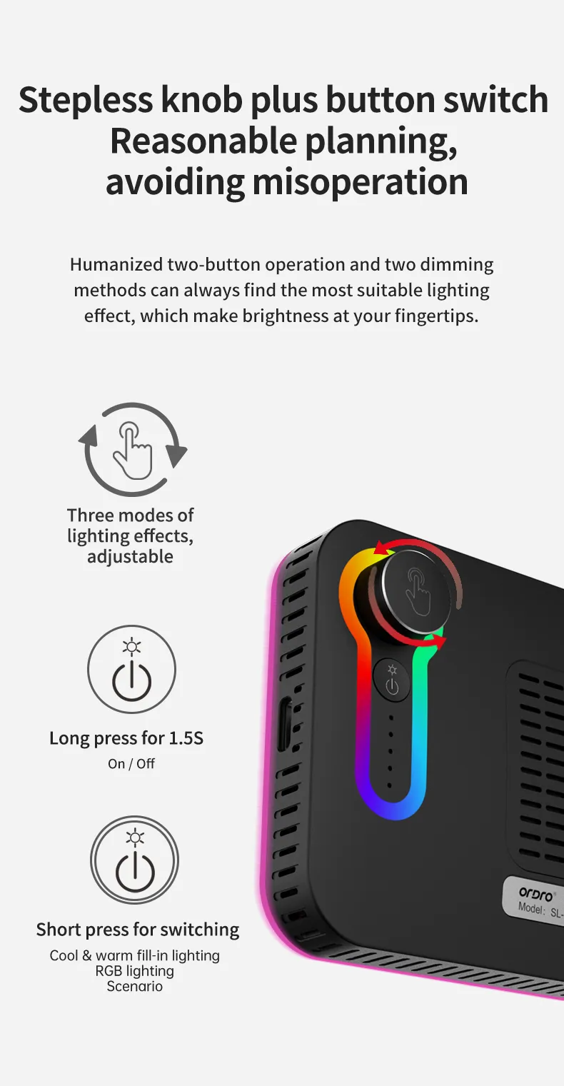 DHgate.com:Ordro SL120 RGB Compact Video Light Mini LED Camera ...