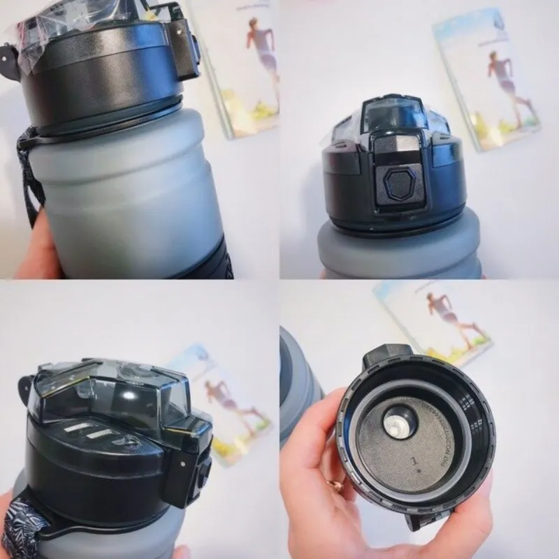 DHgate.com:Leakproof Bounce Lid Reminder Water Bottle with Timeline Markers | 700ml:Home & Garden