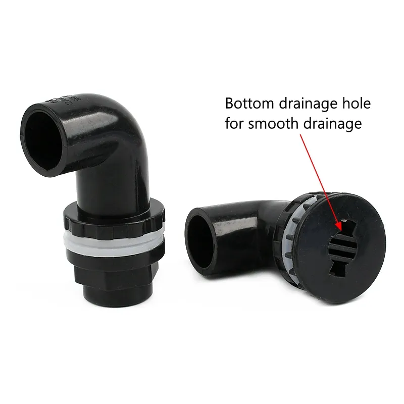 Black PVC Aquarium Drain Joint Kit: Type Fitting for Fish Tank ...
