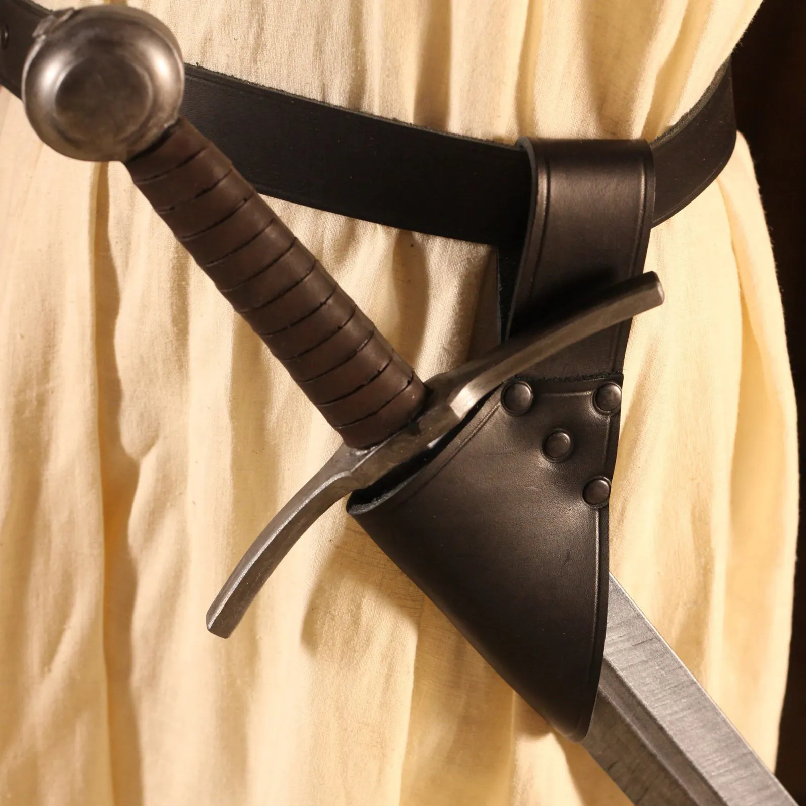 Medieval Sword Set Back: Dagger, Frog Scabbard, Belt Hanger, Axe Sheath ...