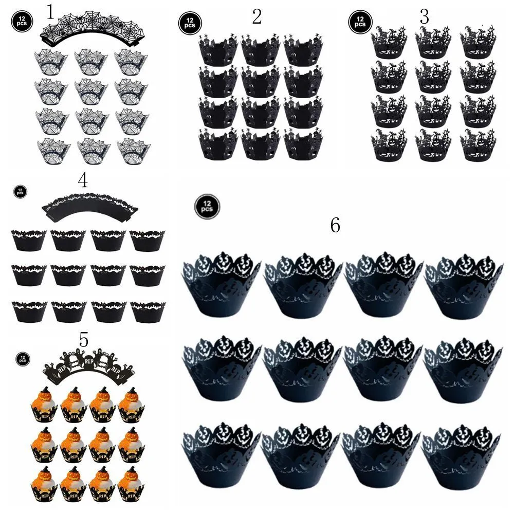 Spooky Bat & Ghost Cupcake Wrappers: Black Halloween Cupcake Liners for ...