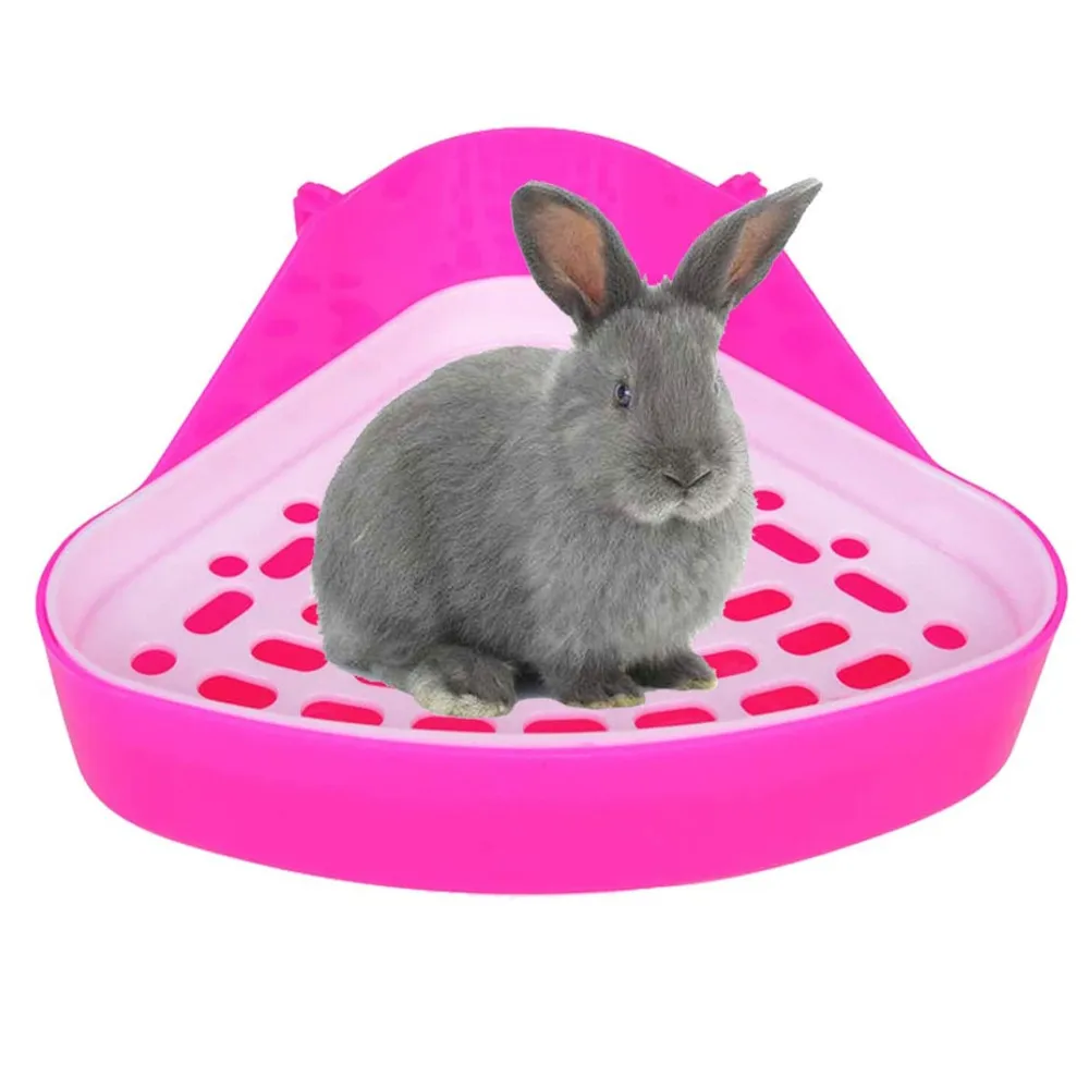 Pet Rabbit Toilet Triangle Litter Box with Grate for Rabbits Guinea ...