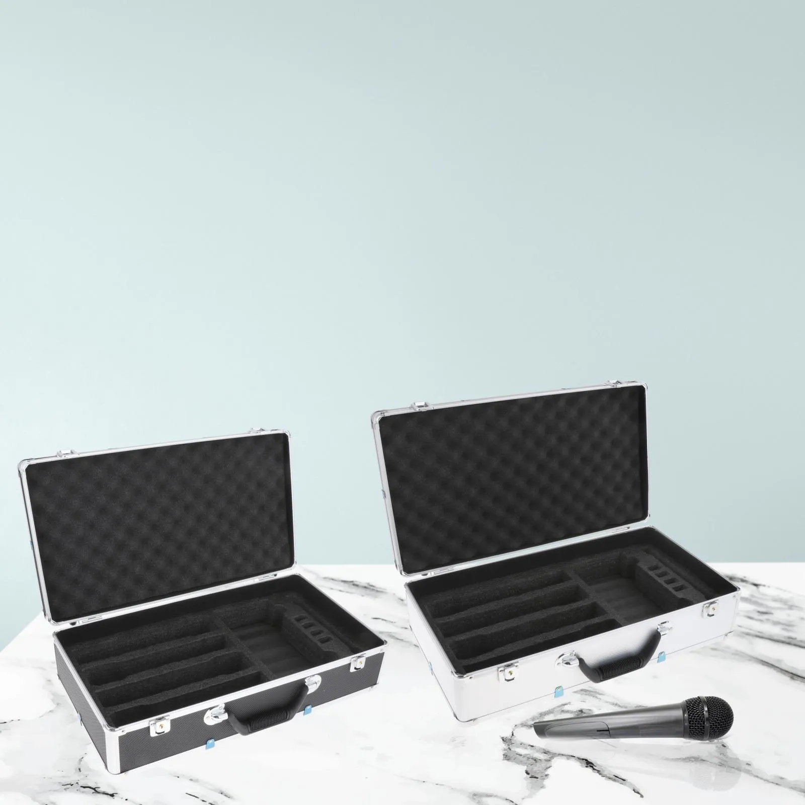 Aluminum Microphone Case - EVA Interior, Hard Shell, Portable Mic ...