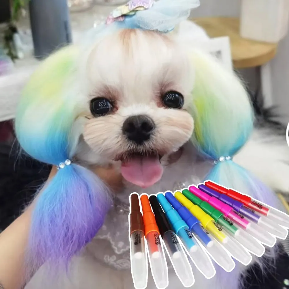 10 Pack Pet Hair Dye Sticks - Temporary Dog Hair Coloring Chalk Pens ...