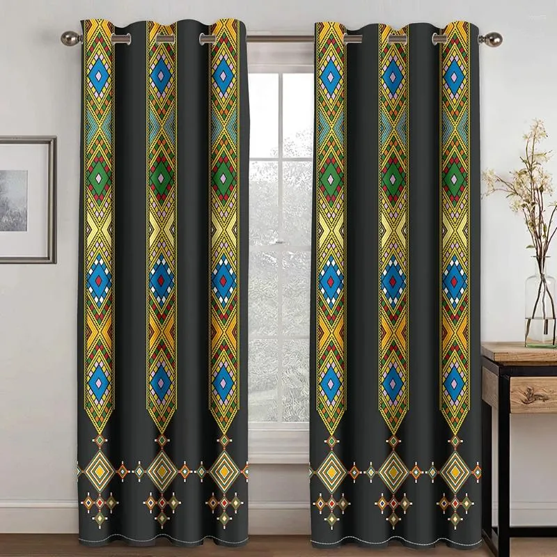 2024 Eritrean And Ethiopian Window Boho Blackout Curtains With Saba ...