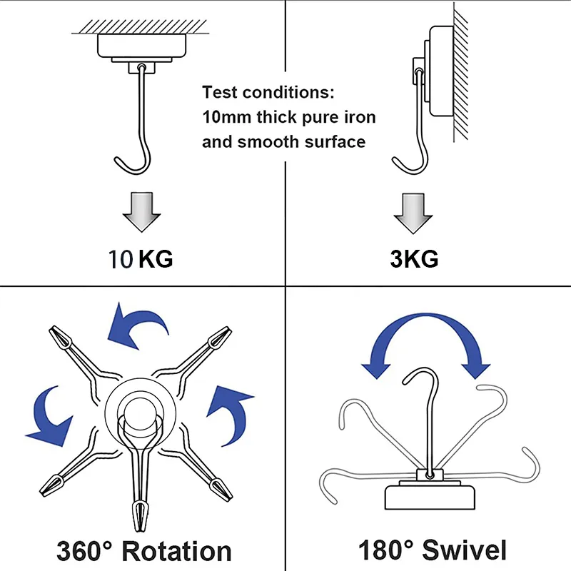 DHgate.com:5-Pack Rotatable Heavy-Duty Magnetic Hooks: Premium ...