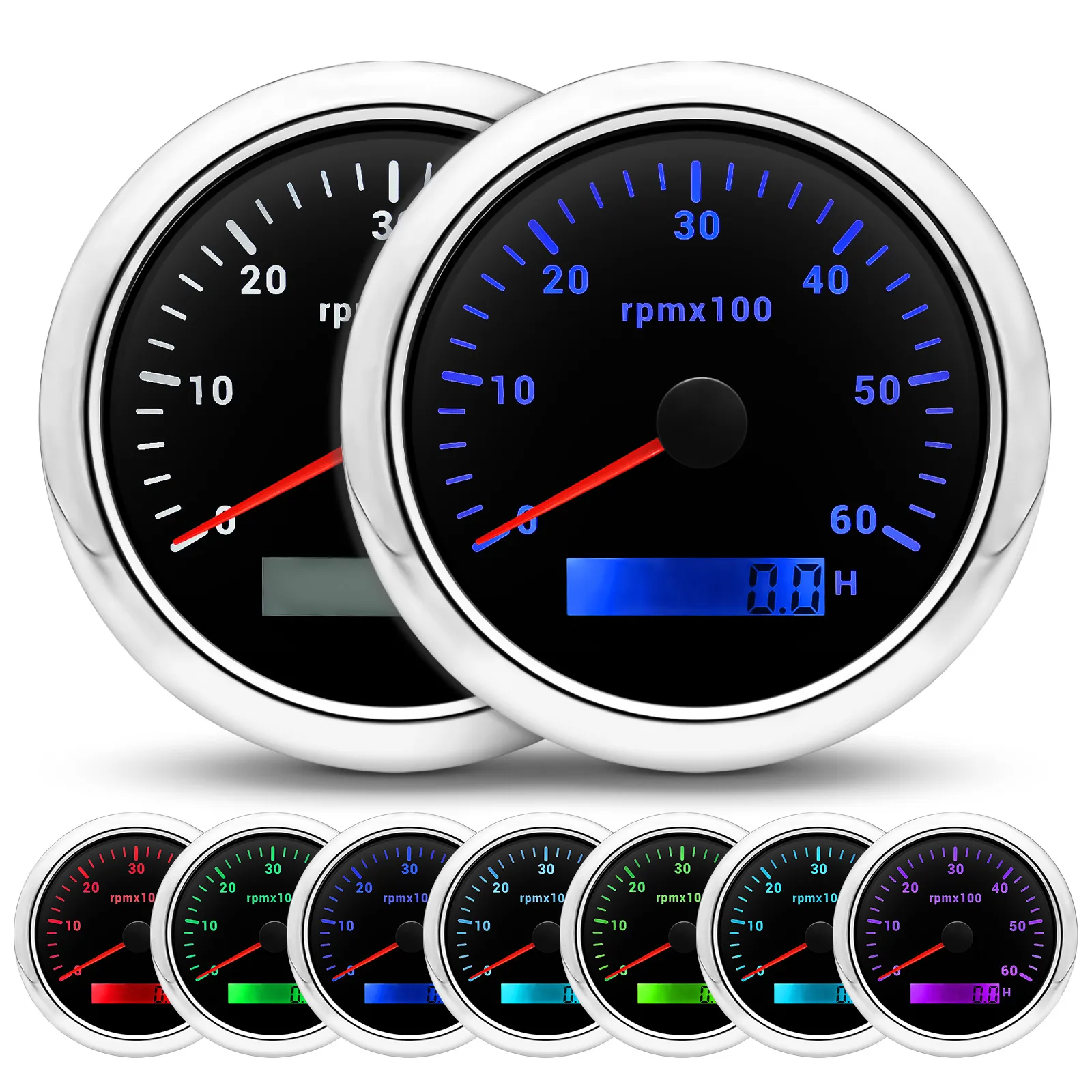 DHgate.com:7-Color Backlight Tachometer, 85mm 3000-8000 RPM Car RPM ...