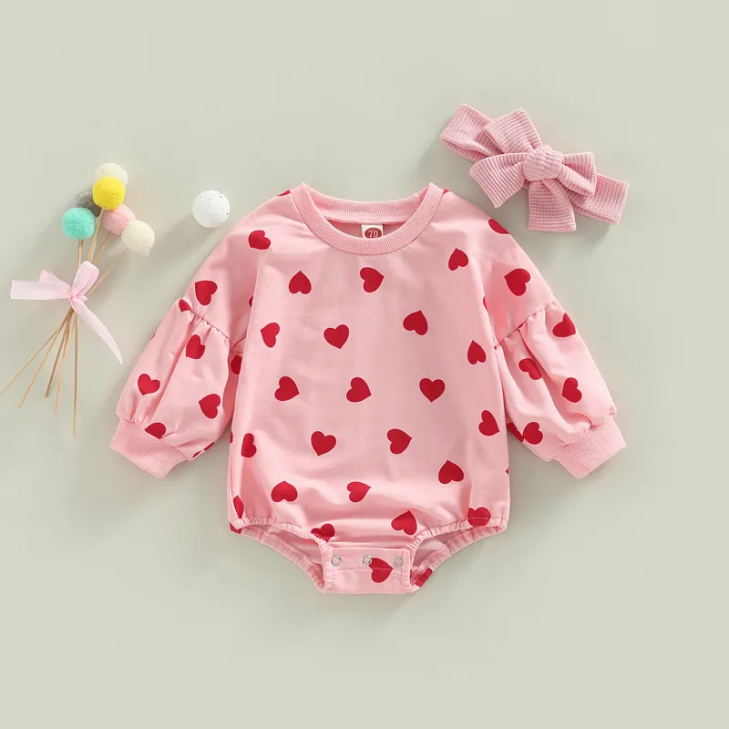 DHgate.com:2024 Toddler Girls Valentines Day 2-Piece Set: Heart & Letter Print Long-Sleeve ...