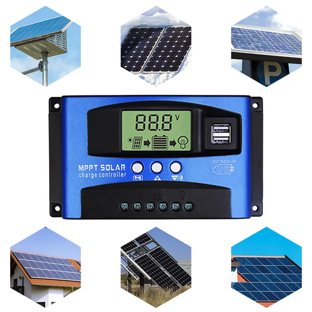 MPPT Solar Charge Controller 30A-100A 12V 24V Auto Solar Regulator LCD ...