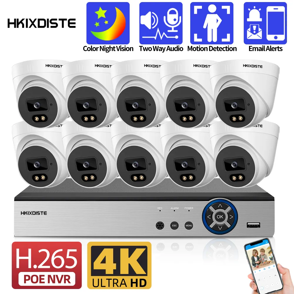 DHgate.com:Ultra HD 8MP 4K PoE Dome Security Camera System with 2-Way ...
