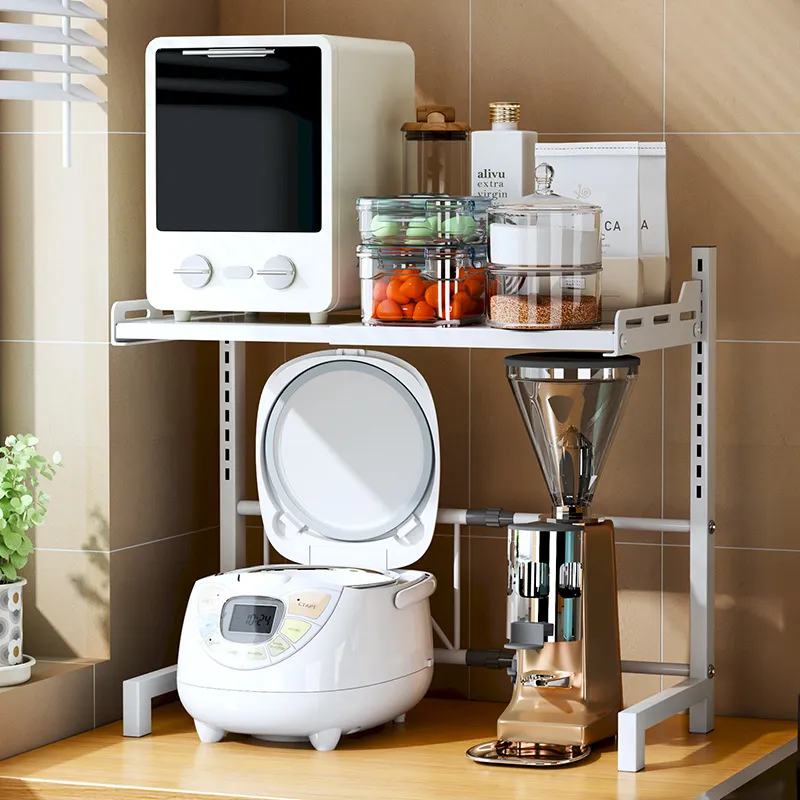 Space-Saving Telescopic Microwave Oven Rack, Height Adjustable Storage ...