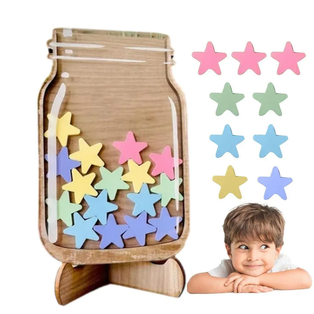 Behavior Incentive Jar Reward Jar With Star Tokens & Chart - Wooden For ...