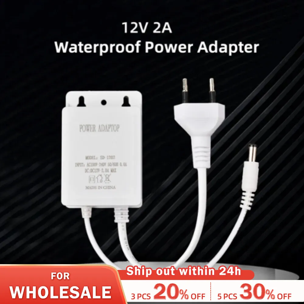 DC12V 2A IP67 Waterproof Power Adapter, EU Plug Dual Wire Power Supply ...