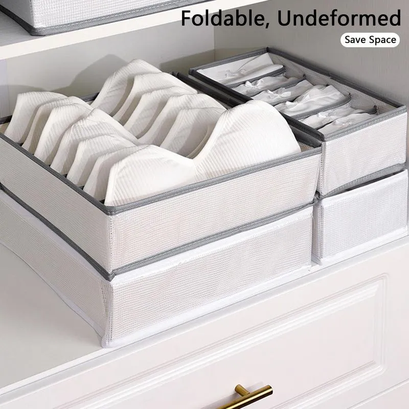 Clothes Drawer Organizer Gray Fabric Bra Organizer Resistant to Dust ...