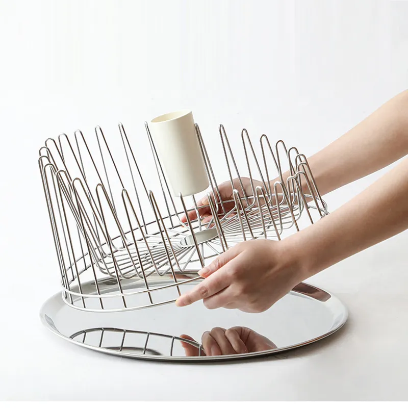 DHgate.com:SHIMOYAMA Sleek Stainless Steel Round Dish Drying Rack for ...