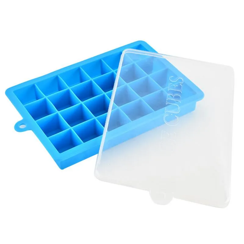 24-Cube Food-Grade Silicone Ice Tray with Lid for Cocktails, Chocolate ...