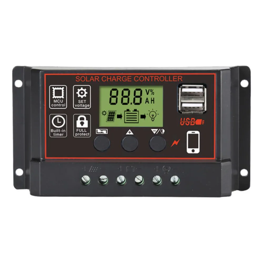 LCD Display Solar PV Charge Controller With Auto Cells Panel For 12V ...
