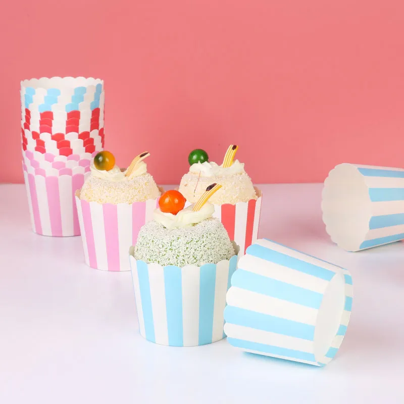 Striped Mini Muffin Cupcake Paper Cups: Colorful Baking Liners for ...