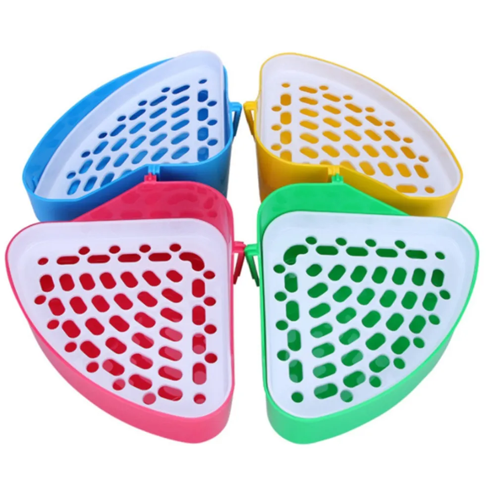 Pet rabbit litter tray with grate triangle litter box for rabbits ...