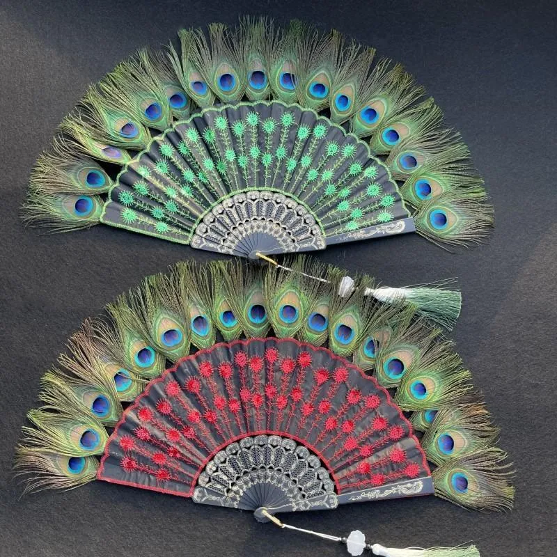 DHgate.com:Exquisite Peacock Feather Folding Fan for Dance, Lolita ...